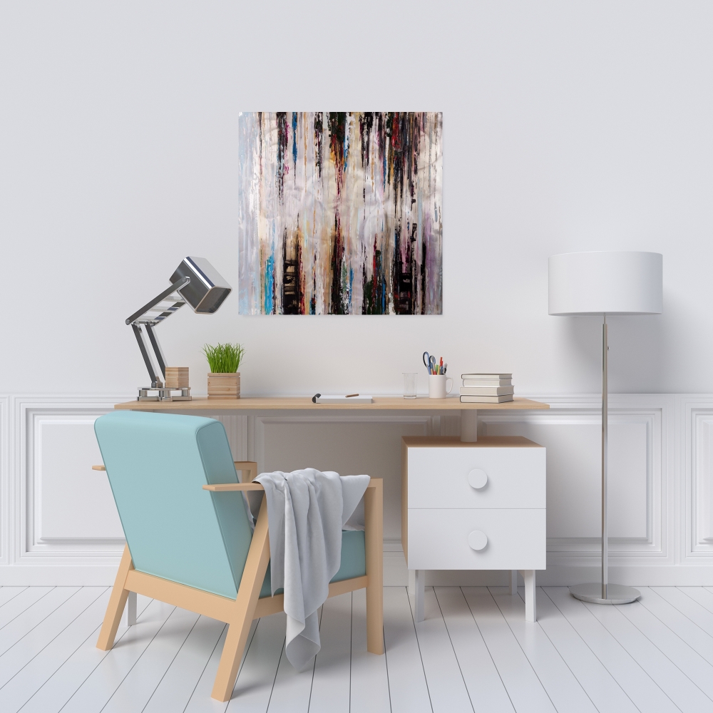 Abstract runny paint | Framed print on canvas 36" x 36"