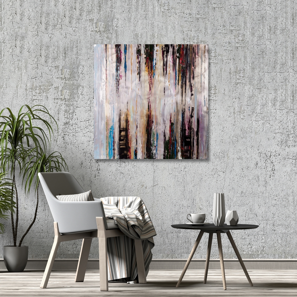 Abstract runny paint | Framed print on canvas 36" x 36"