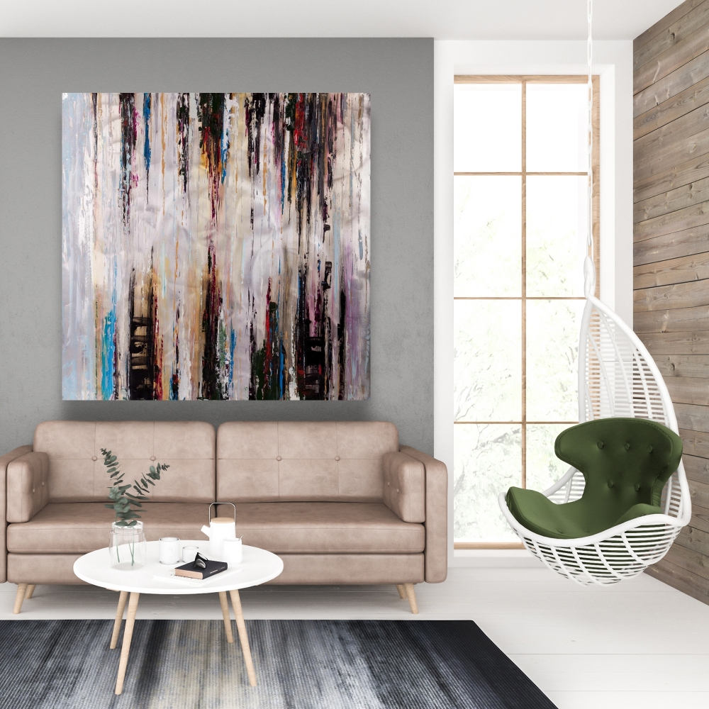 Abstract runny paint | Framed print on canvas 36" x 36"