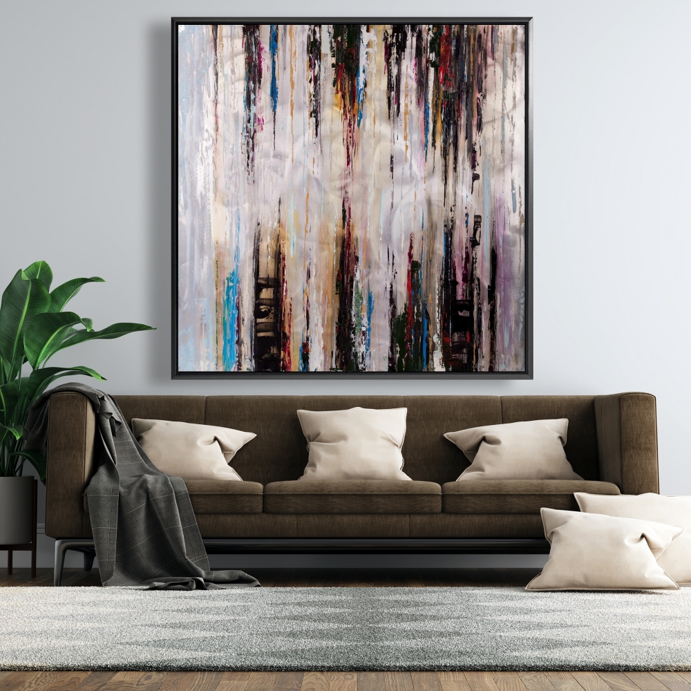 Abstract runny paint | Framed print on canvas 36" x 36"