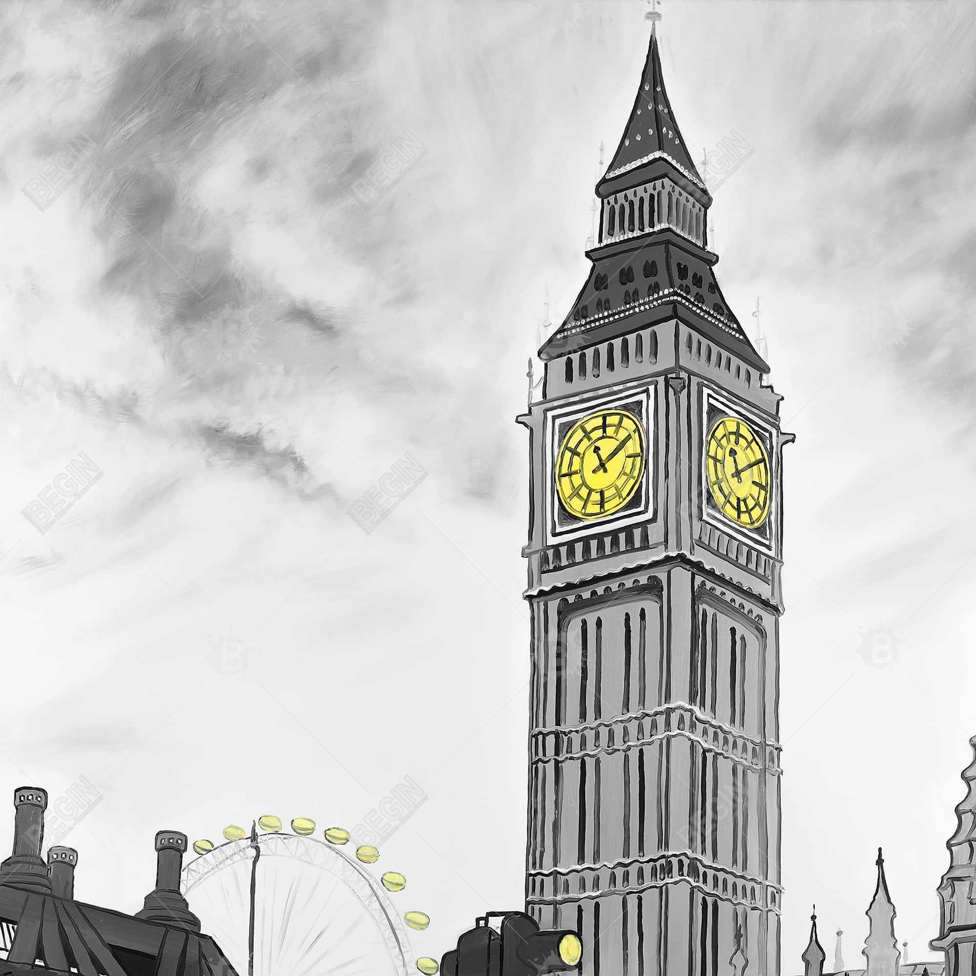 Outline of big ben in london